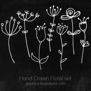 Hand Drawn Floral Doodle Clip Art Set - Premium Content