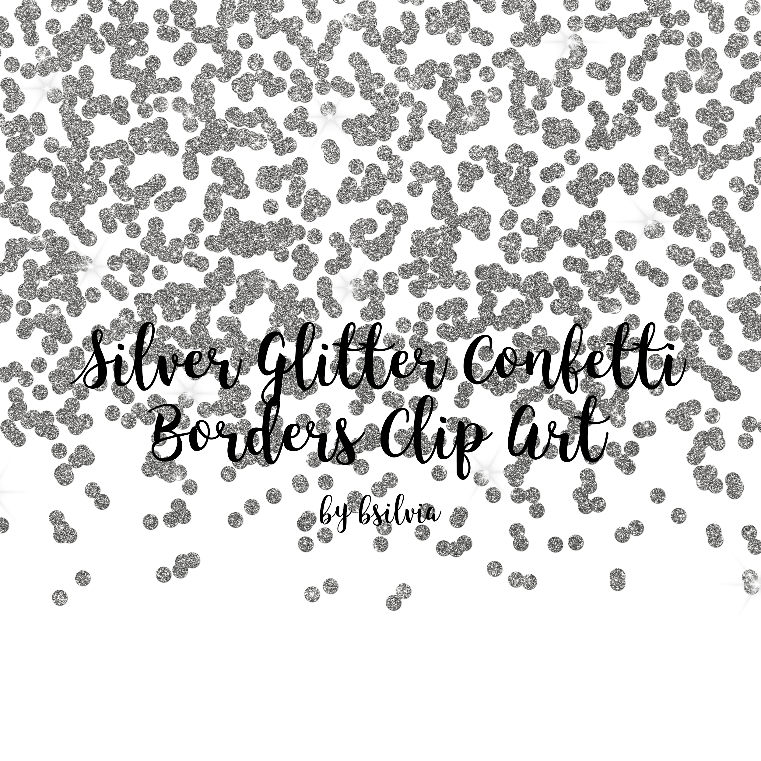 Silver Glitter Confetti Borders Pack - Add Sparkle to Your Digital Designs